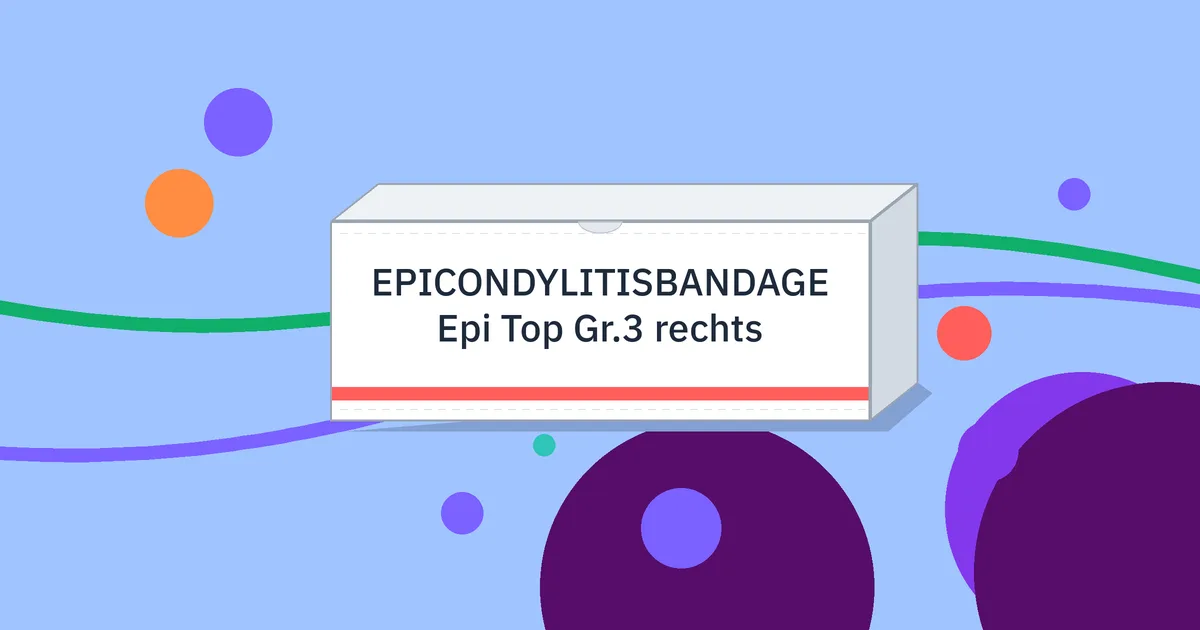 Symbolbild: Packung mit der Aufschrift EPICONDYLITISBANDAGE Epi Top Gr.3 rechts (PZN 05044404) – Verfügbarkeit und Bezug in Apotheken in Frankfurt am Main