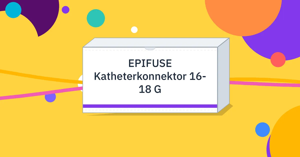 Symbolbild: Packung mit der Aufschrift EPIFUSE Katheterkonnektor 16-18 G (PZN 09778296) – Verfügbarkeit und Bezug in Apotheken in Frankfurt am Main