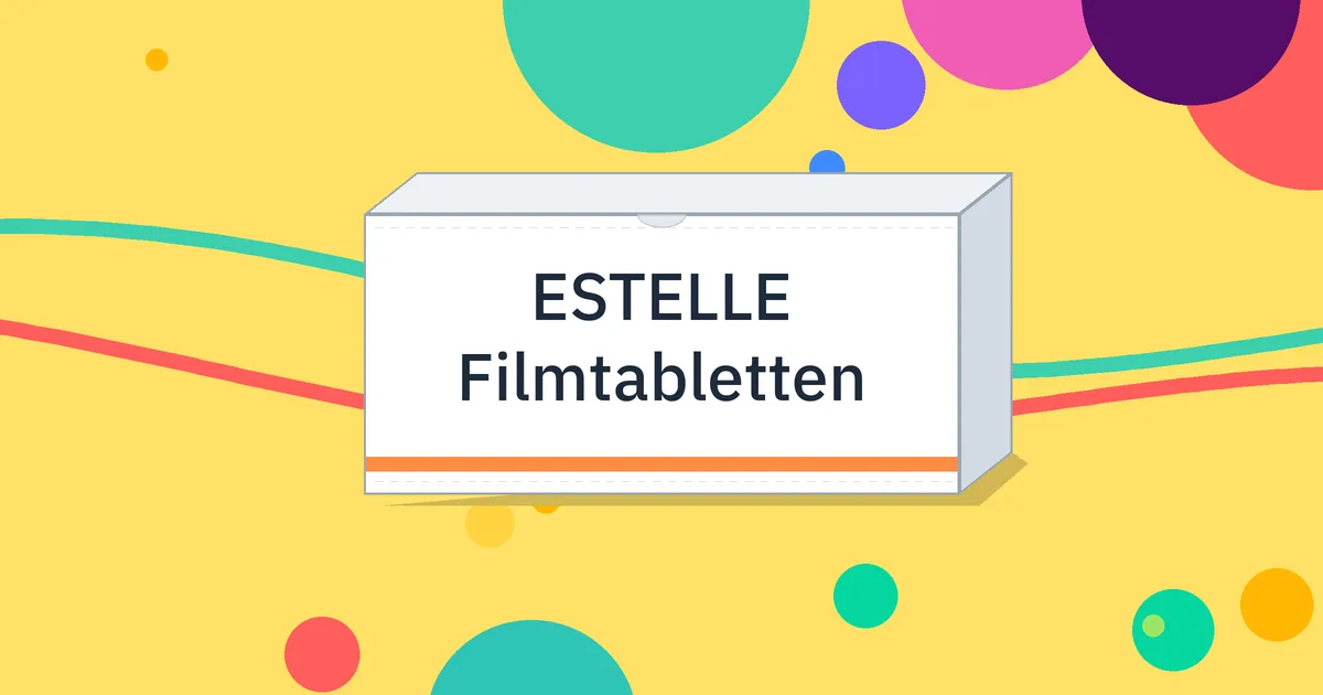 Symbolbild: Packung mit der Aufschrift ESTELLE Filmtabletten (PZN 11268160) – Verfügbarkeit und Bezug in Apotheken in Frankfurt am Main
