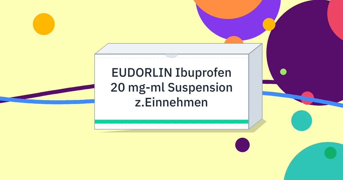 Symbolbild: Packung mit der Aufschrift EUDORLIN Ibuprofen 20 mg-ml Suspension z.Einnehmen (PZN 18752172) – Verfügbarkeit und Bezug in Apotheken in Frankfurt am Main