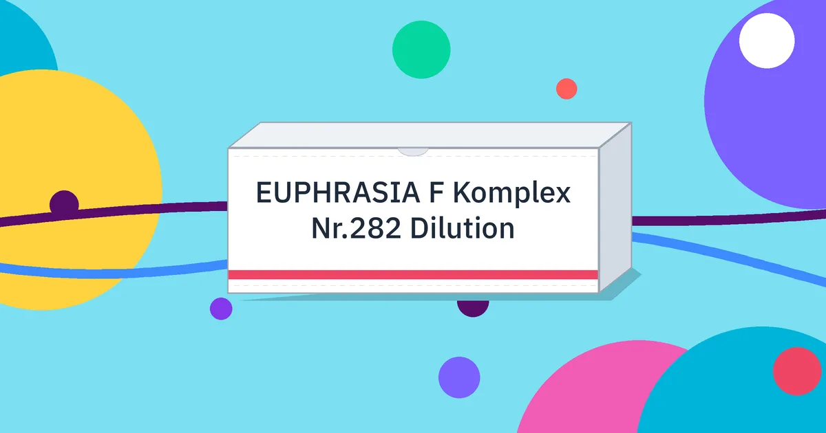 Symbolbild: Packung mit der Aufschrift EUPHRASIA F Komplex Nr.282 Dilution (PZN 04777895) – Verfügbarkeit und Bezug in Apotheken in Frankfurt am Main