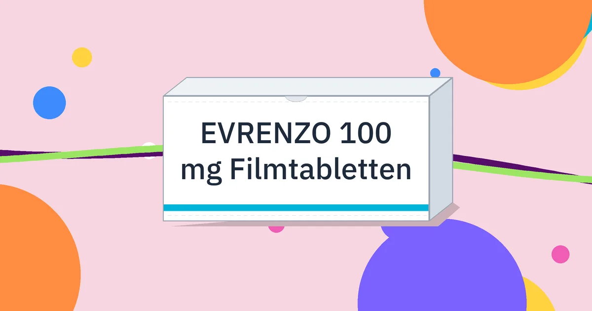 Symbolbild: Packung mit der Aufschrift EVRENZO 100 mg Filmtabletten (PZN 18775658) – Verfügbarkeit und Bezug in Apotheken in Frankfurt am Main