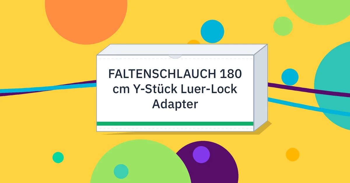 Symbolbild: Packung mit der Aufschrift FALTENSCHLAUCH 180 cm Y-Stück Luer-Lock Adapter (PZN 16499289) – Verfügbarkeit und Bezug in Apotheken in Frankfurt am Main