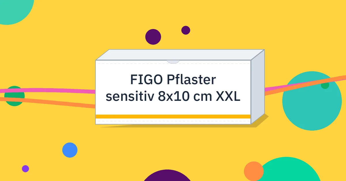 Symbolbild: Packung mit der Aufschrift FIGO Pflaster sensitiv 8x10 cm XXL (PZN 19435054) – Verfügbarkeit und Bezug in Apotheken in Frankfurt am Main