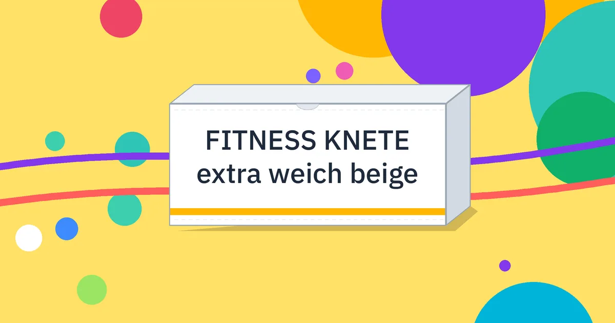 Symbolbild: Packung mit der Aufschrift FITNESS KNETE extra weich beige (PZN 16349472) – Verfügbarkeit und Bezug in Apotheken in Frankfurt am Main