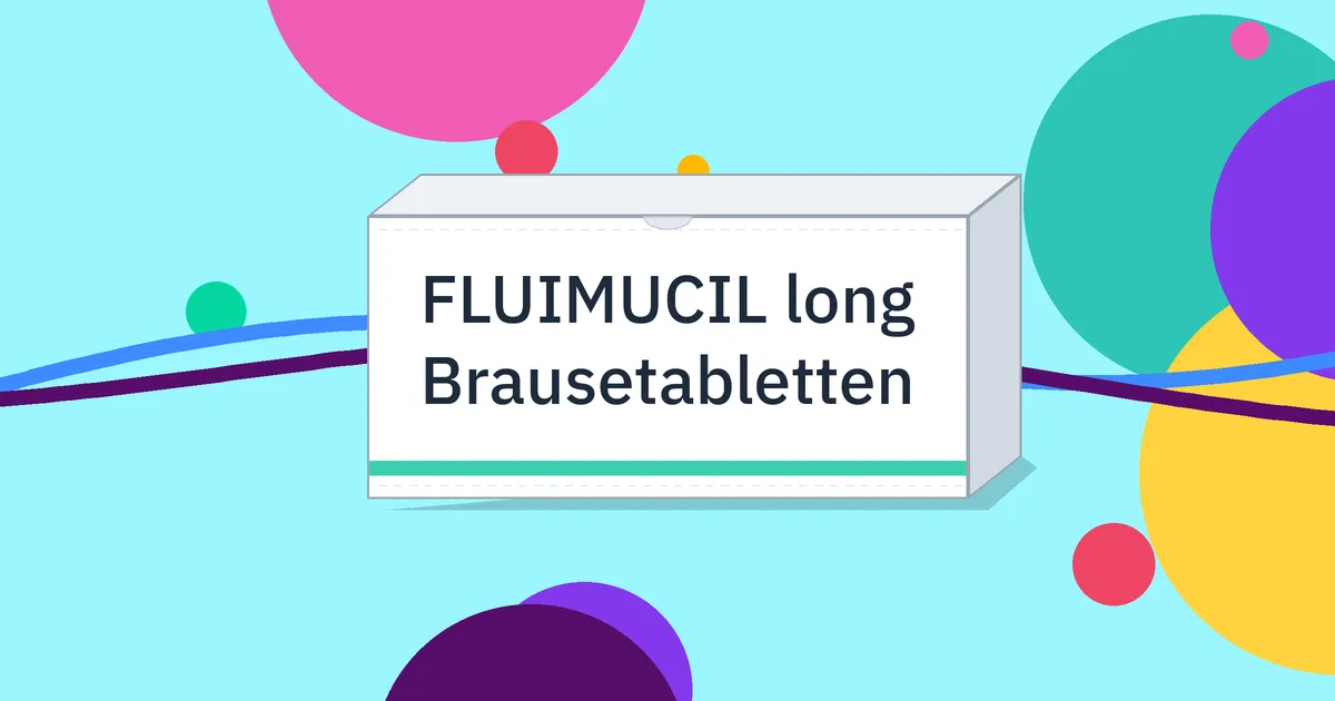 Symbolbild: Packung mit der Aufschrift FLUIMUCIL long Brausetabletten (PZN 07526455) – Verfügbarkeit und Bezug in Apotheken in Frankfurt am Main