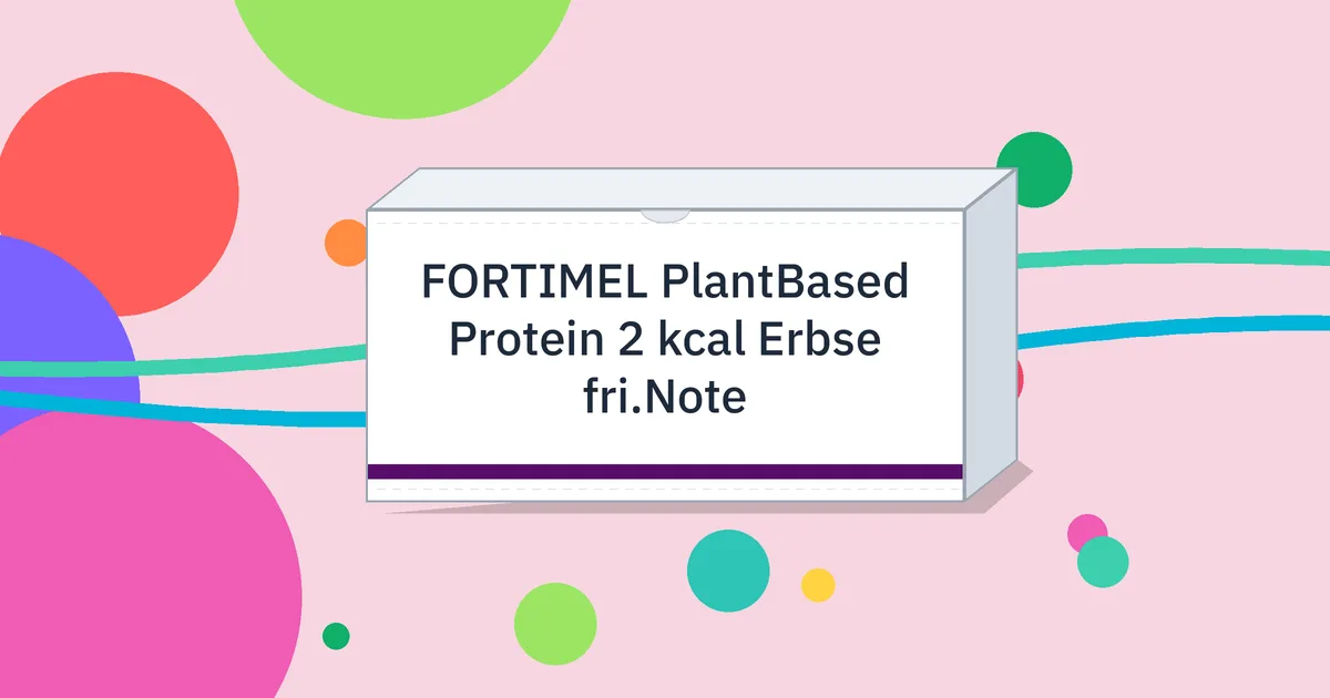 Symbolbild: Packung mit der Aufschrift FORTIMEL PlantBased Protein 2 kcal Erbse fri.Note (PZN 19881693) – Verfügbarkeit und Bezug in Apotheken in Frankfurt am Main