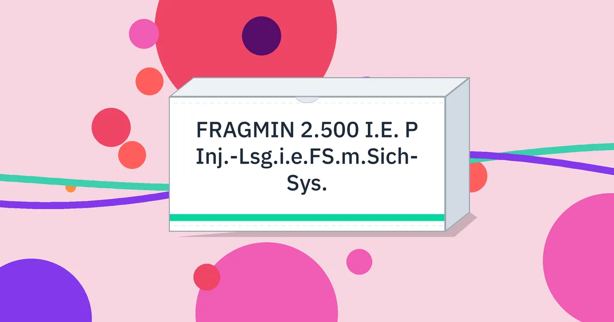 Symbolbild: Packung mit der Aufschrift FRAGMIN 2.500 I.E. P Inj.-Lsg.i.e.FS.m.Sich-Sys. (PZN 09893695) – Verfügbarkeit und Bezug in Apotheken in Frankfurt am Main
