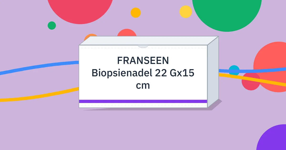 Symbolbild: Packung mit der Aufschrift FRANSEEN Biopsienadel 22 Gx15 cm (PZN 00296584) – Verfügbarkeit und Bezug in Apotheken in Frankfurt am Main