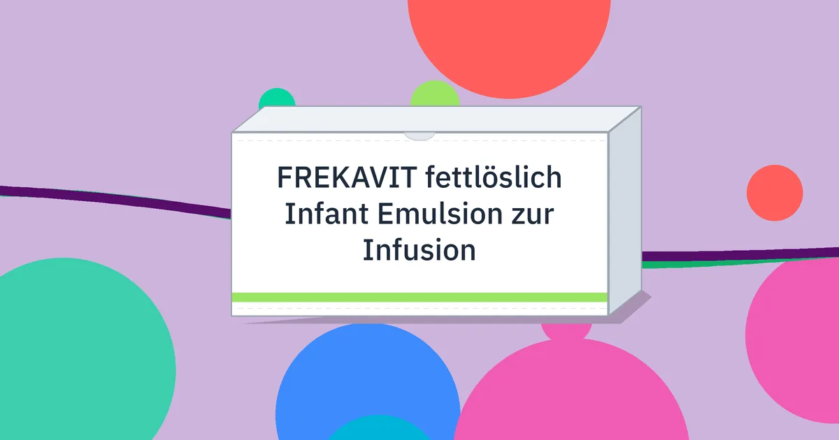 Symbolbild: Packung mit der Aufschrift FREKAVIT fettlöslich Infant Emulsion zur Infusion (PZN 01304067) – Verfügbarkeit und Bezug in Apotheken in Frankfurt am Main