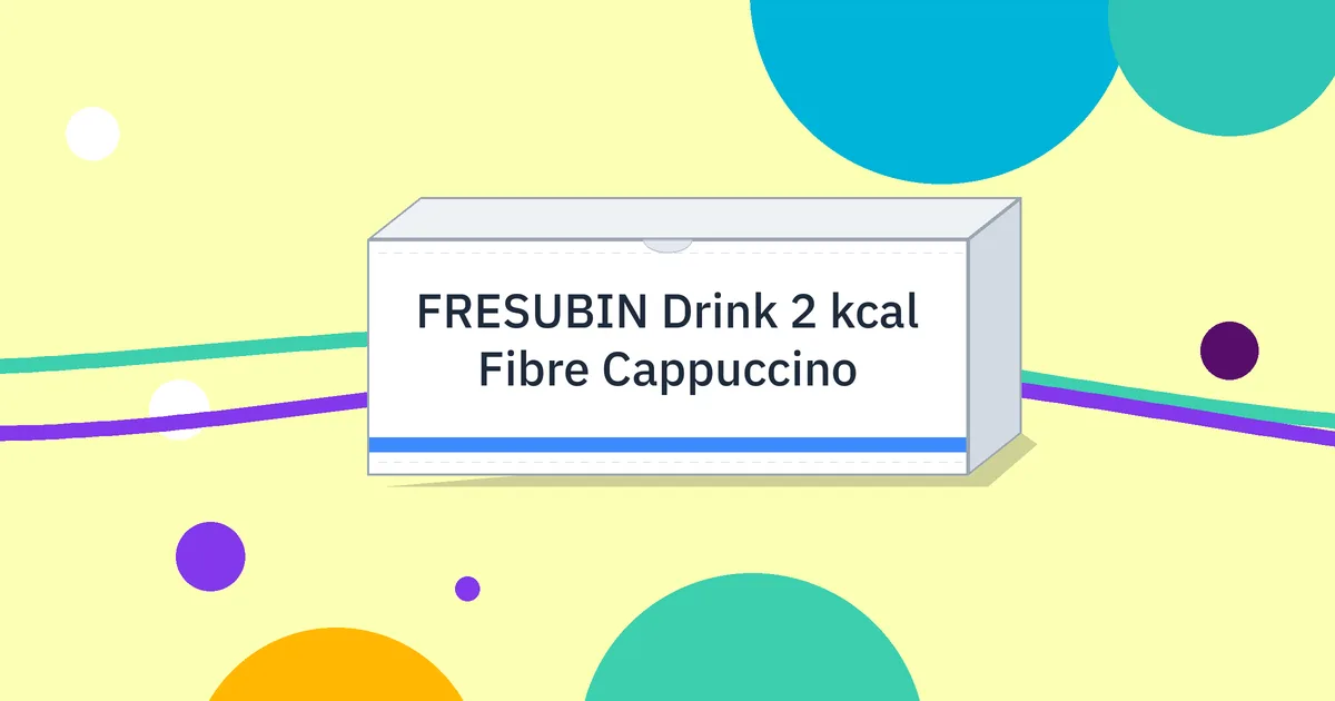 Symbolbild: Packung mit der Aufschrift FRESUBIN Drink 2 kcal Fibre Cappuccino (PZN 11609276) – Verfügbarkeit und Bezug in Apotheken in Frankfurt am Main