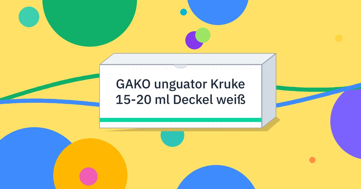 Symbolbild: Packung mit der Aufschrift GAKO unguator Kruke 15-20 ml Deckel weiß (PZN 11603003) – Verfügbarkeit und Bezug in Apotheken in Frankfurt am Main