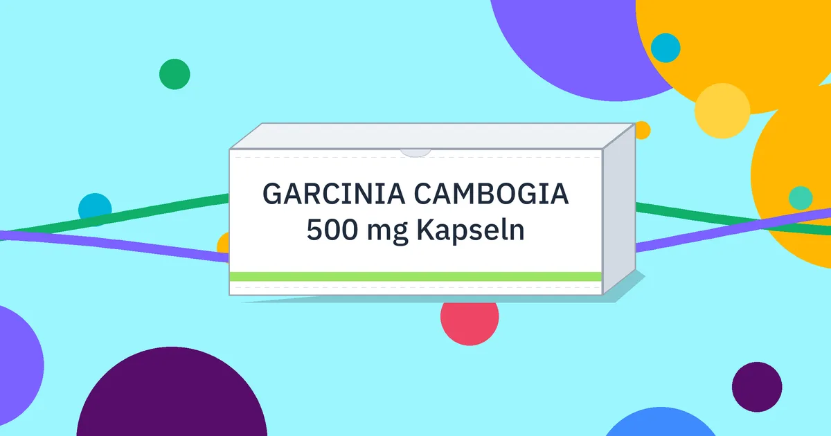 Symbolbild: Packung mit der Aufschrift GARCINIA CAMBOGIA 500 mg Kapseln (PZN 18666432) – Verfügbarkeit und Bezug in Apotheken in Frankfurt am Main