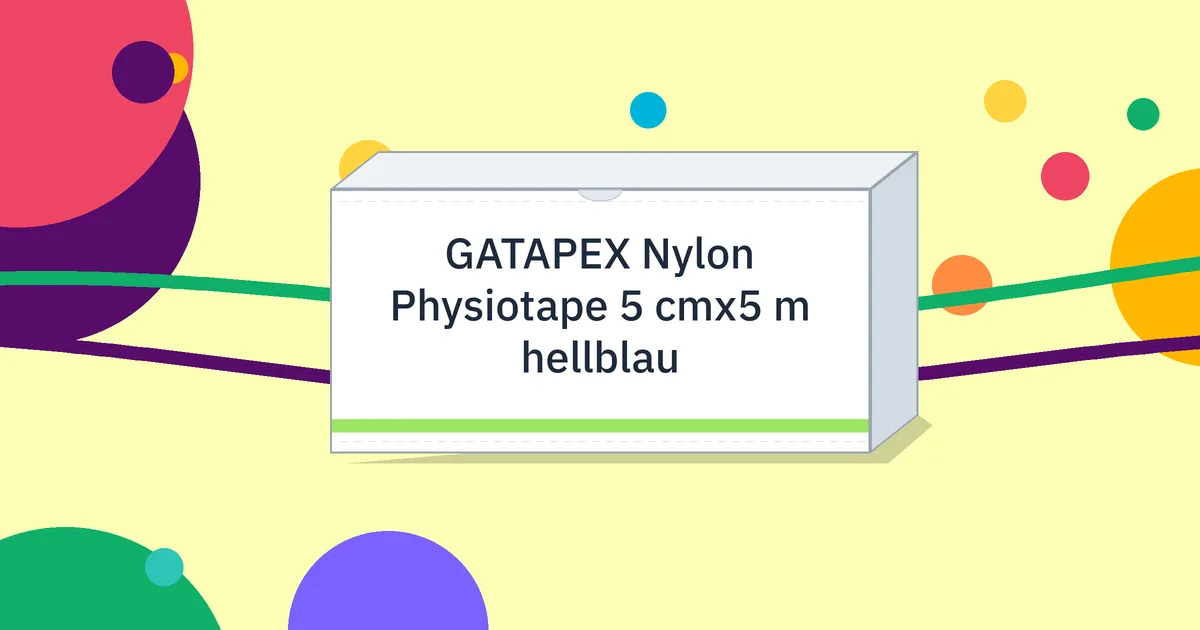 Symbolbild: Packung mit der Aufschrift GATAPEX Nylon Physiotape 5 cmx5 m hellblau (PZN 07778990) – Verfügbarkeit und Bezug in Apotheken in Frankfurt am Main