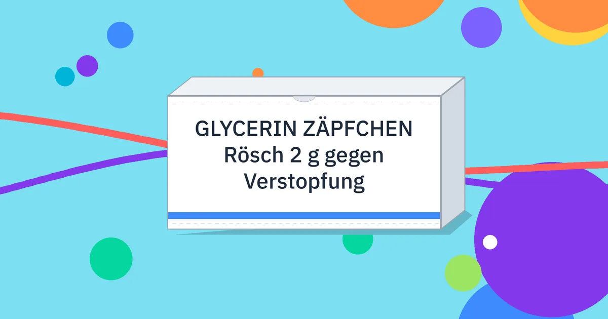 Symbolbild: Packung mit der Aufschrift GLYCERIN ZÄPFCHEN Rösch 2 g gegen Verstopfung (PZN 13889328) – Verfügbarkeit und Bezug in Apotheken in Frankfurt am Main