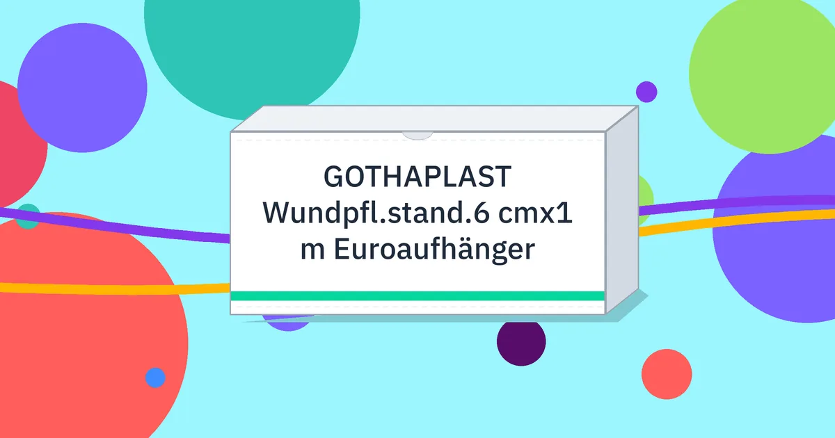 Symbolbild: Packung mit der Aufschrift GOTHAPLAST Wundpfl.stand.6 cmx1 m Euroaufhänger (PZN 04092111) – Verfügbarkeit und Bezug in Apotheken in Frankfurt am Main