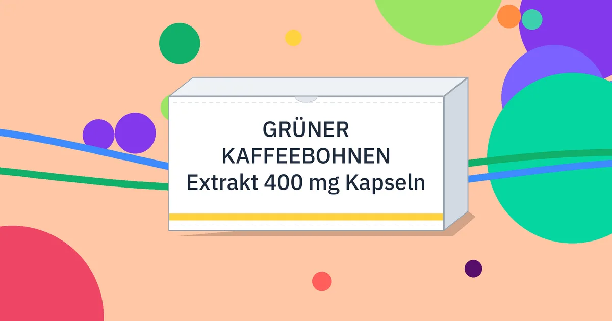 Symbolbild: Packung mit der Aufschrift GRÜNER KAFFEEBOHNEN Extrakt 400 mg Kapseln (PZN 10189547) – Verfügbarkeit und Bezug in Apotheken in Frankfurt am Main