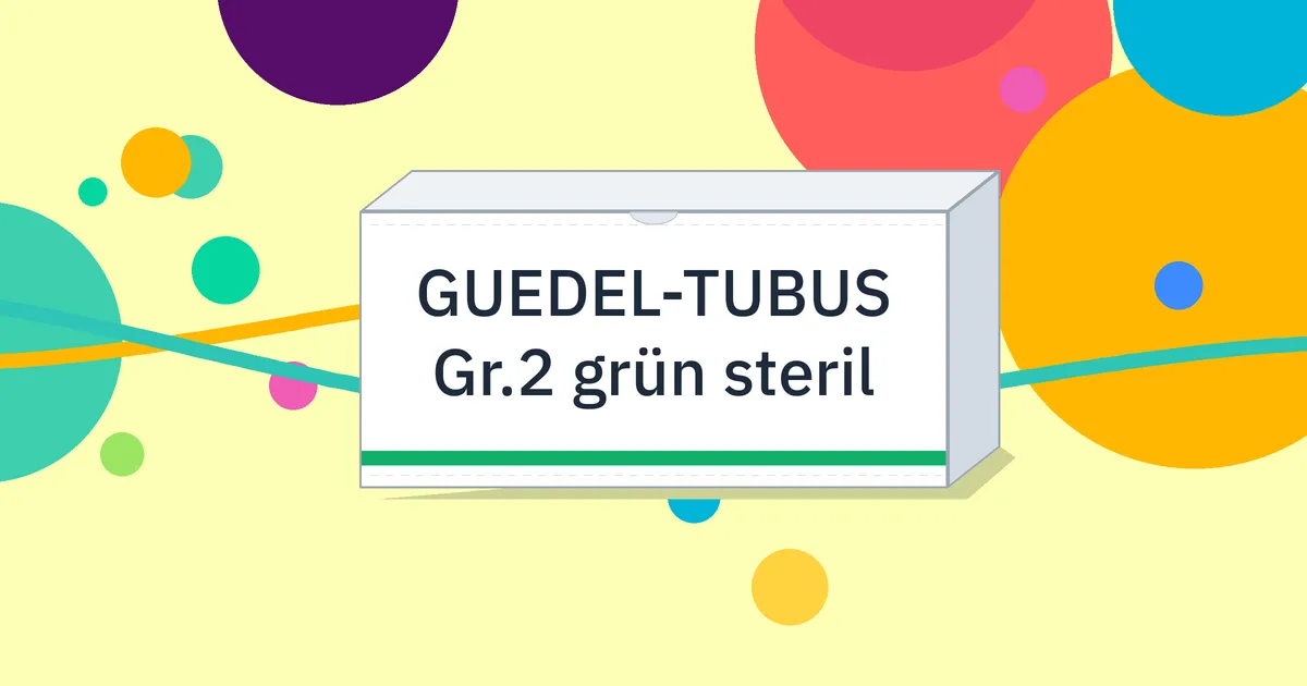 Symbolbild: Packung mit der Aufschrift GUEDEL-TUBUS Gr.2 grün steril (PZN 09511736) – Verfügbarkeit und Bezug in Apotheken in Frankfurt am Main