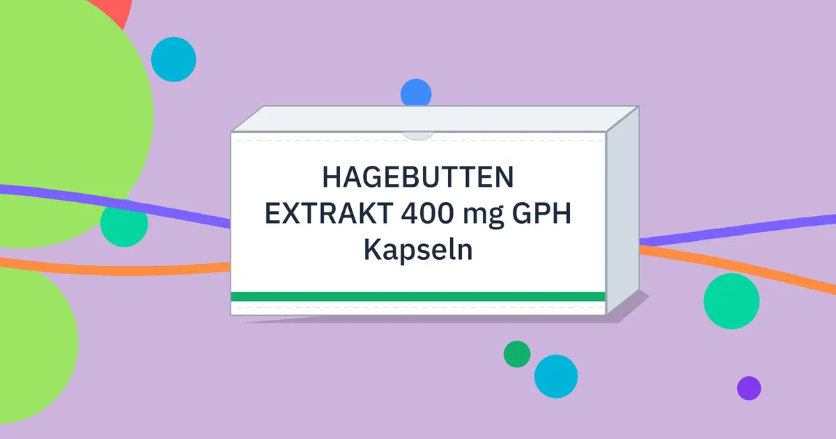 Symbolbild: Packung mit der Aufschrift HAGEBUTTEN EXTRAKT 400 mg GPH Kapseln (PZN 00897384) – Verfügbarkeit und Bezug in Apotheken in Frankfurt am Main