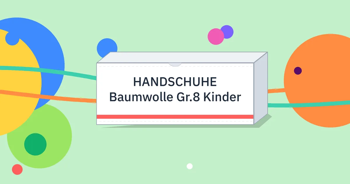 Symbolbild: Packung mit der Aufschrift HANDSCHUHE Baumwolle Gr.8 Kinder (PZN 04079317) – Verfügbarkeit und Bezug in Apotheken in Frankfurt am Main
