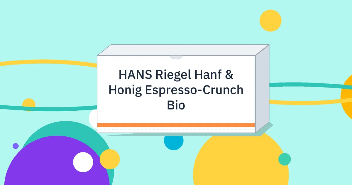 Symbolbild: Packung mit der Aufschrift HANS Riegel Hanf & Honig Espresso-Crunch Bio (PZN 17421467) – Verfügbarkeit und Bezug in Apotheken in Frankfurt am Main
