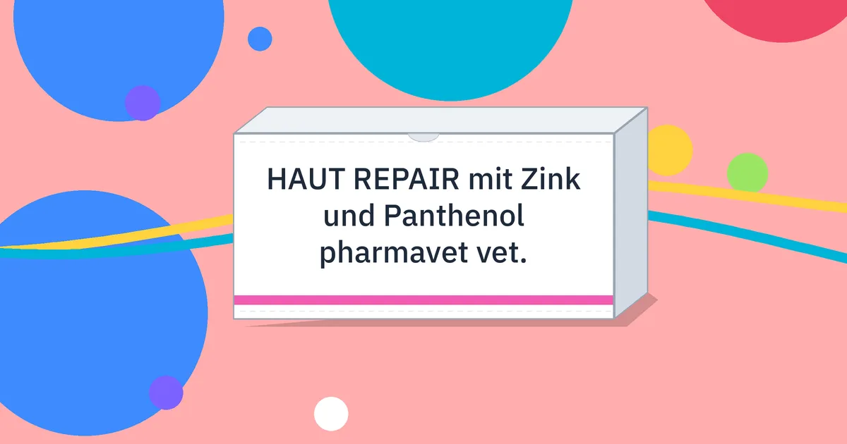 Symbolbild: Packung mit der Aufschrift HAUT REPAIR mit Zink und Panthenol pharmavet vet. (PZN 09931131) – Verfügbarkeit und Bezug in Apotheken in Frankfurt am Main