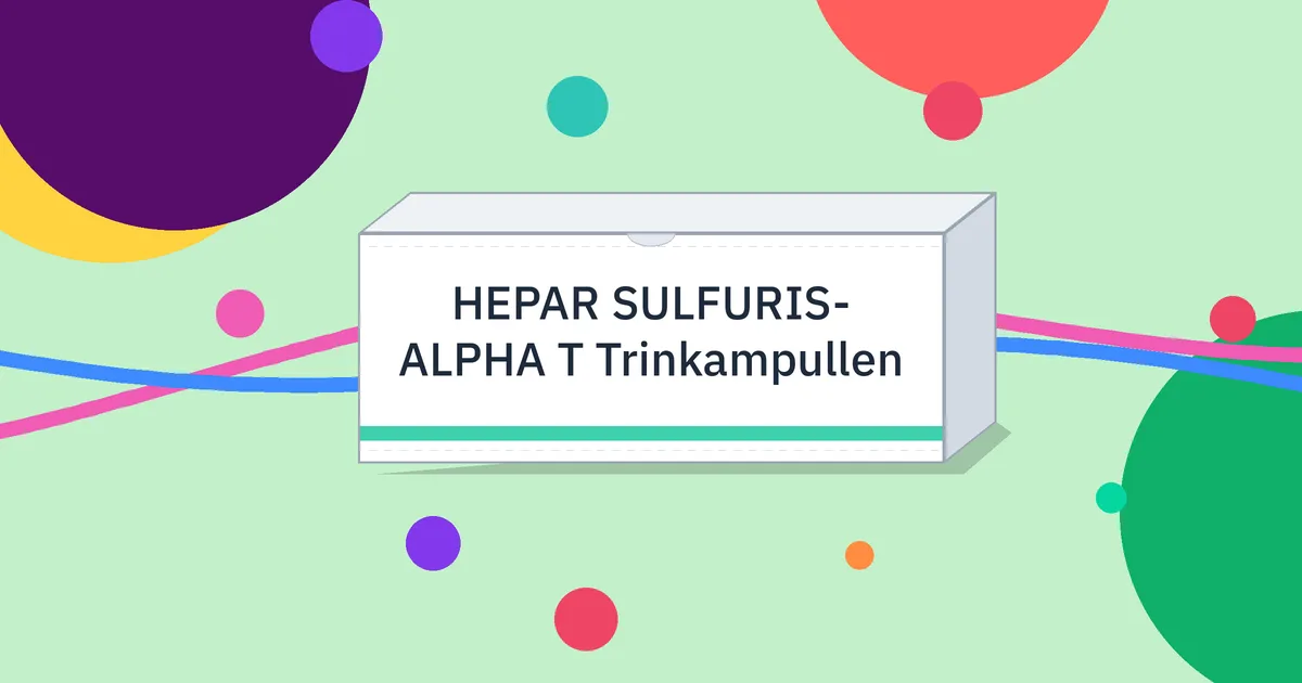 Symbolbild: Packung mit der Aufschrift HEPAR SULFURIS-ALPHA T Trinkampullen (PZN 10222753) – Verfügbarkeit und Bezug in Apotheken in Frankfurt am Main
