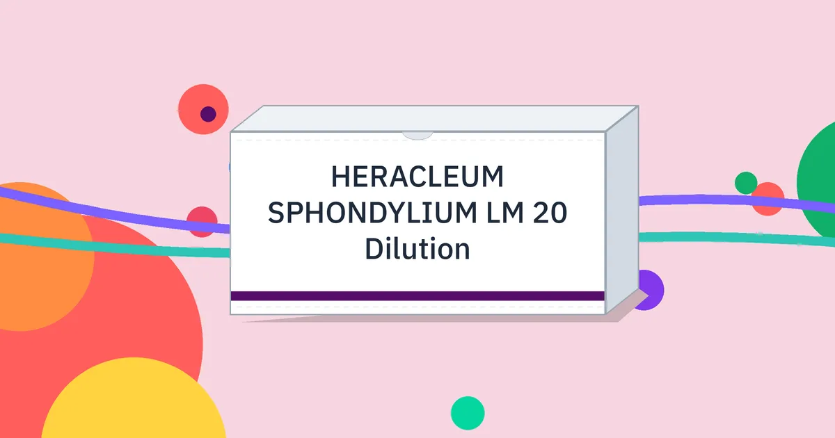 Symbolbild: Packung mit der Aufschrift HERACLEUM SPHONDYLIUM LM 20 Dilution (PZN 13552675) – Verfügbarkeit und Bezug in Apotheken in Frankfurt am Main