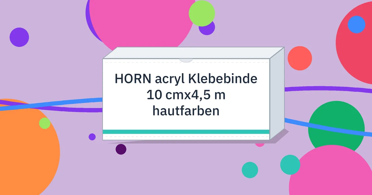 Symbolbild: Packung mit der Aufschrift HORN acryl Klebebinde 10 cmx4,5 m hautfarben (PZN 03569999) – Verfügbarkeit und Bezug in Apotheken in Frankfurt am Main