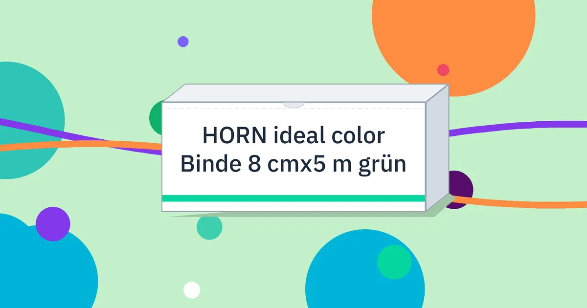 Symbolbild: Packung mit der Aufschrift HORN ideal color Binde 8 cmx5 m grün (PZN 04554623) – Verfügbarkeit und Bezug in Apotheken in Frankfurt am Main