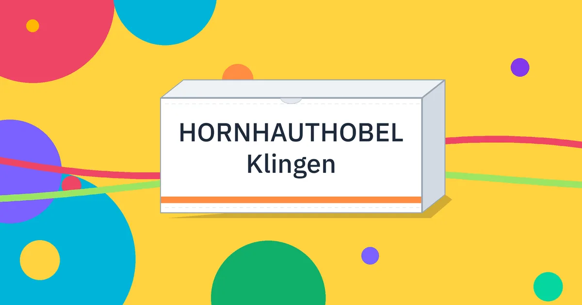 Symbolbild: Packung mit der Aufschrift HORNHAUTHOBEL Klingen (PZN 15632266) – Verfügbarkeit und Bezug in Apotheken in Frankfurt am Main