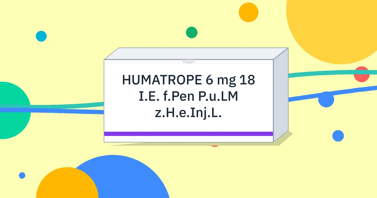 Symbolbild: Packung mit der Aufschrift HUMATROPE 6 mg 18 I.E. f.Pen P.u.LM z.H.e.Inj.L. (PZN 08756861) – Verfügbarkeit und Bezug in Apotheken in Frankfurt am Main