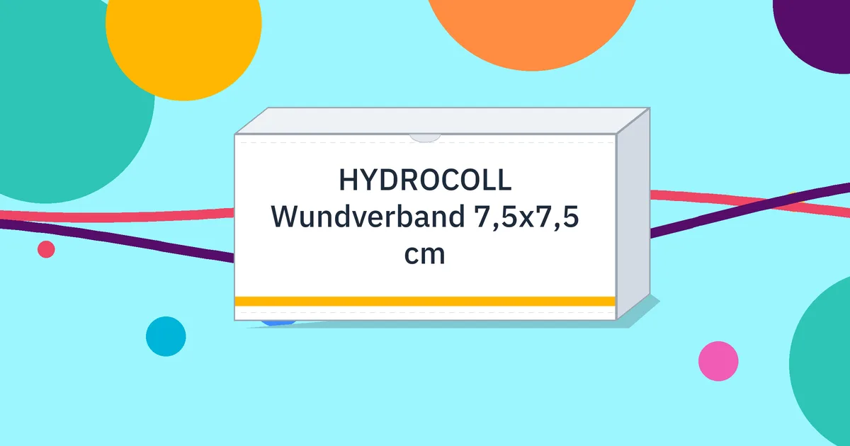 Symbolbild: Packung mit der Aufschrift HYDROCOLL Wundverband 7,5x7,5 cm (PZN 18716041) – Verfügbarkeit und Bezug in Apotheken in Frankfurt am Main