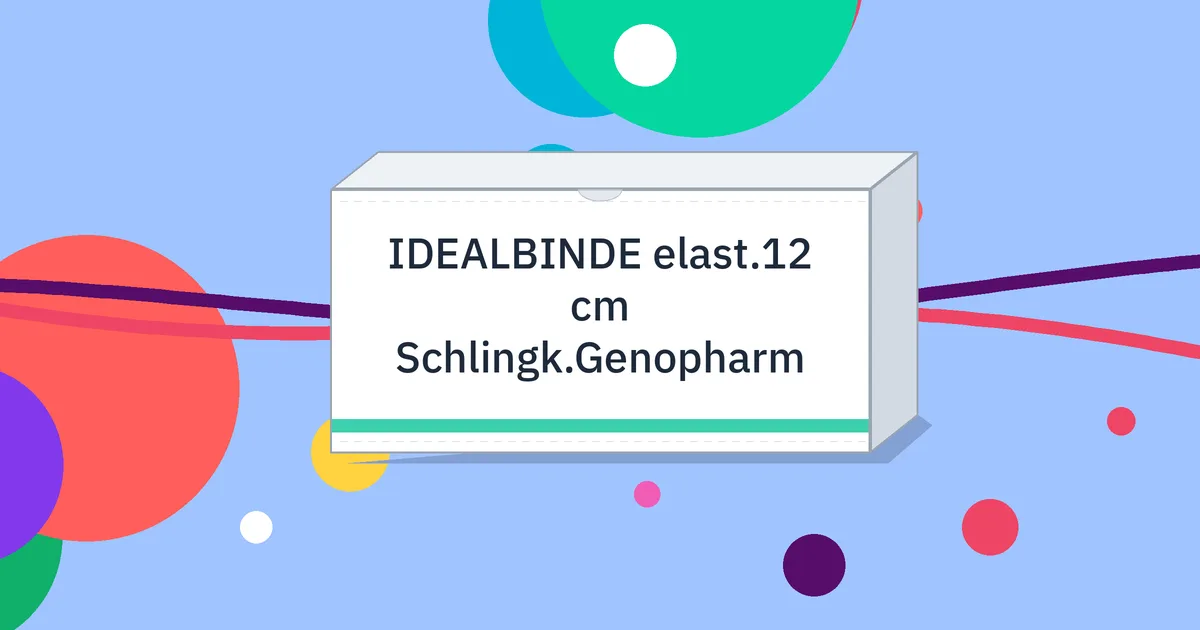 Symbolbild: Packung mit der Aufschrift IDEALBINDE elast.12 cm Schlingk.Genopharm (PZN 02061767) – Verfügbarkeit und Bezug in Apotheken in Frankfurt am Main