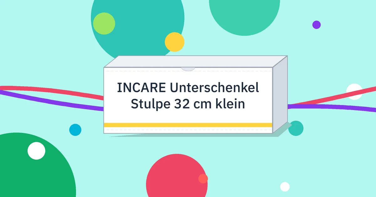 Symbolbild: Packung mit der Aufschrift INCARE Unterschenkel Stulpe 32 cm klein (PZN 01561829) – Verfügbarkeit und Bezug in Apotheken in Frankfurt am Main