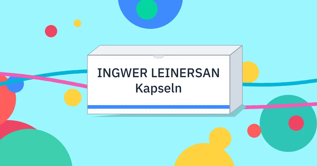 Symbolbild: Packung mit der Aufschrift INGWER LEINERSAN Kapseln (PZN 19765001) – Verfügbarkeit und Bezug in Apotheken in Frankfurt am Main