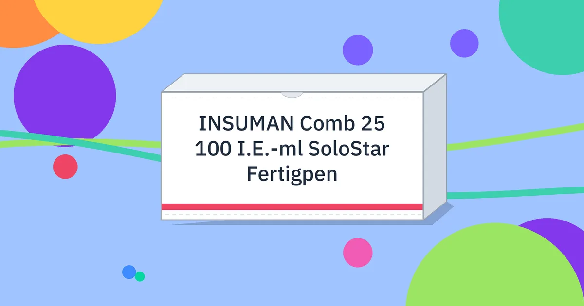 Symbolbild: Packung mit der Aufschrift INSUMAN Comb 25 100 I.E.-ml SoloStar Fertigpen (PZN 00883703) – Verfügbarkeit und Bezug in Apotheken in Frankfurt am Main