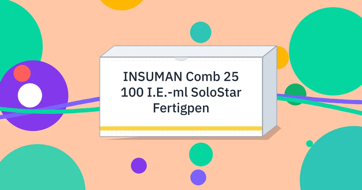 Symbolbild: Packung mit der Aufschrift INSUMAN Comb 25 100 I.E.-ml SoloStar Fertigpen (PZN 09631601) – Verfügbarkeit und Bezug in Apotheken in Frankfurt am Main