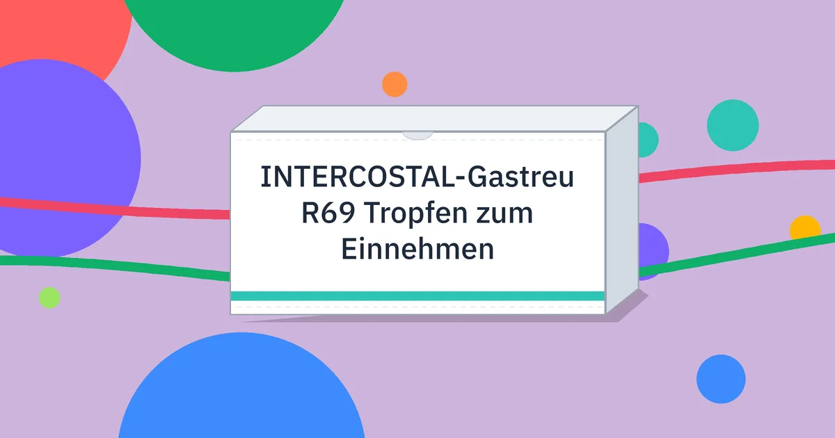 Symbolbild: Packung mit der Aufschrift INTERCOSTAL-Gastreu R69 Tropfen zum Einnehmen (PZN 01374205) – Verfügbarkeit und Bezug in Apotheken in Frankfurt am Main
