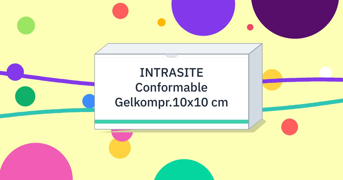 Symbolbild: Packung mit der Aufschrift INTRASITE Conformable Gelkompr.10x10 cm (PZN 20354378) – Verfügbarkeit und Bezug in Apotheken in Frankfurt am Main