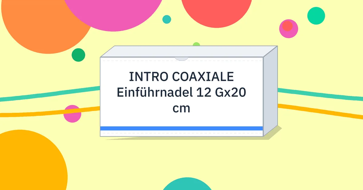 Symbolbild: Packung mit der Aufschrift INTRO COAXIALE Einführnadel 12 Gx20 cm (PZN 16918668) – Verfügbarkeit und Bezug in Apotheken in Frankfurt am Main