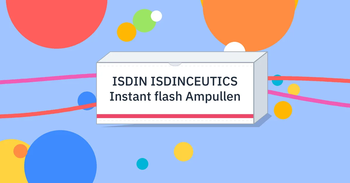 Symbolbild: Packung mit der Aufschrift ISDIN ISDINCEUTICS Instant flash Ampullen (PZN 15571837) – Verfügbarkeit und Bezug in Apotheken in Frankfurt am Main