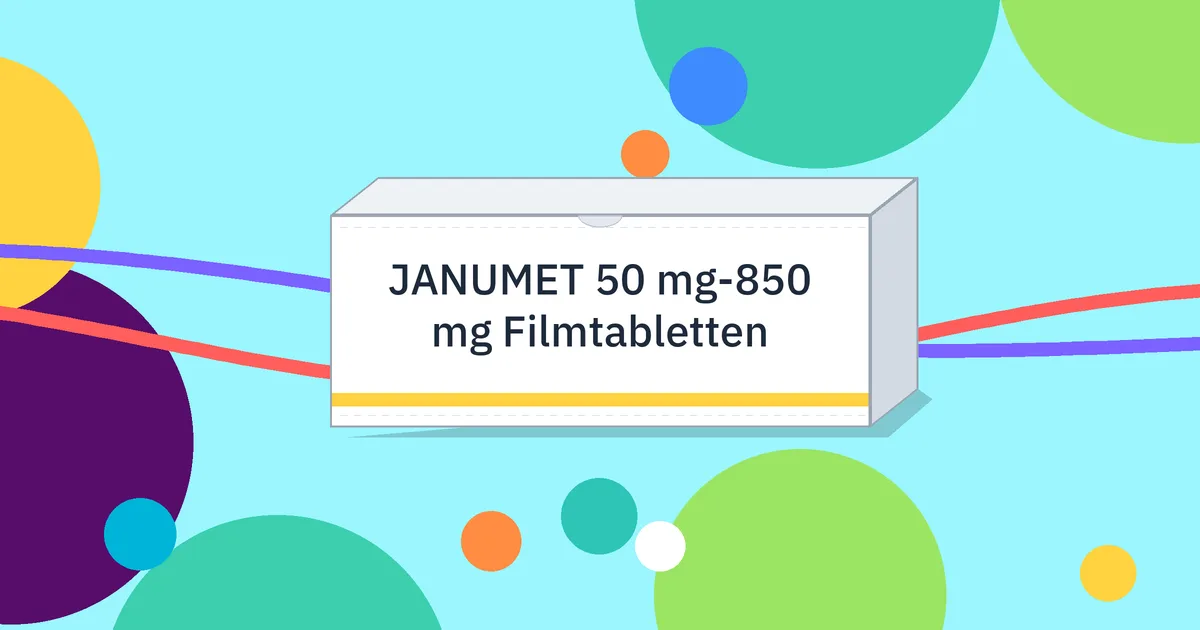 Symbolbild: Packung mit der Aufschrift JANUMET 50 mg-850 mg Filmtabletten (PZN 19226735) – Verfügbarkeit und Bezug in Apotheken in Frankfurt am Main