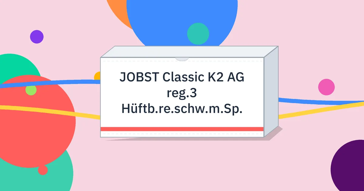 Symbolbild: Packung mit der Aufschrift JOBST Classic K2 AG reg.3 Hüftb.re.schw.m.Sp. (PZN 13067158) – Verfügbarkeit und Bezug in Apotheken in Frankfurt am Main