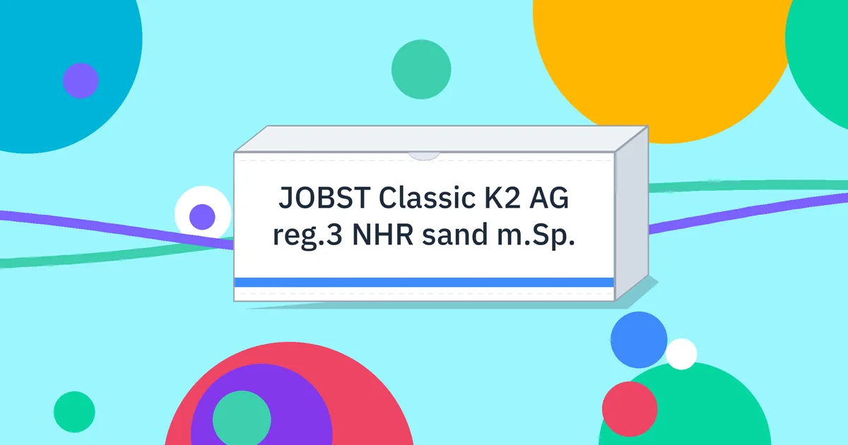 Symbolbild: Packung mit der Aufschrift JOBST Classic K2 AG reg.3 NHR sand m.Sp. (PZN 10727269) – Verfügbarkeit und Bezug in Apotheken in Frankfurt am Main