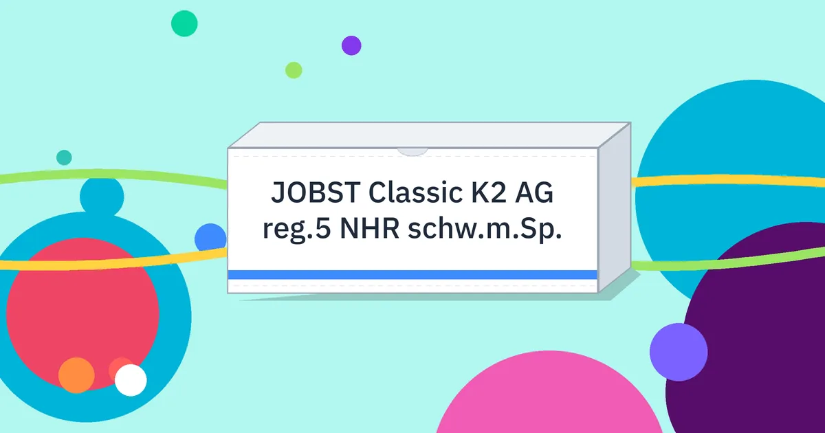 Symbolbild: Packung mit der Aufschrift JOBST Classic K2 AG reg.5 NHR schw.m.Sp. (PZN 11271989) – Verfügbarkeit und Bezug in Apotheken in Frankfurt am Main