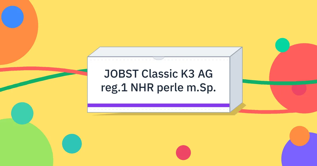 Symbolbild: Packung mit der Aufschrift JOBST Classic K3 AG reg.1 NHR perle m.Sp. (PZN 13073259) – Verfügbarkeit und Bezug in Apotheken in Frankfurt am Main