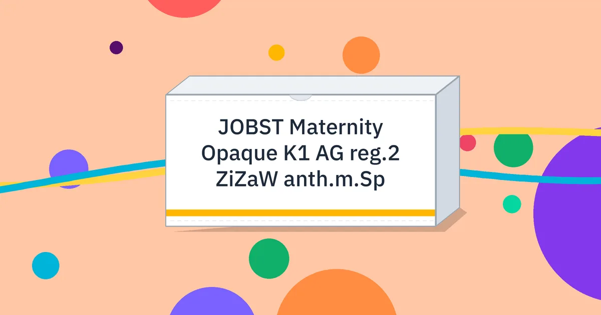 Symbolbild: Packung mit der Aufschrift JOBST Maternity Opaque K1 AG reg.2 ZiZaW anth.m.Sp (PZN 15854802) – Verfügbarkeit und Bezug in Apotheken in Frankfurt am Main