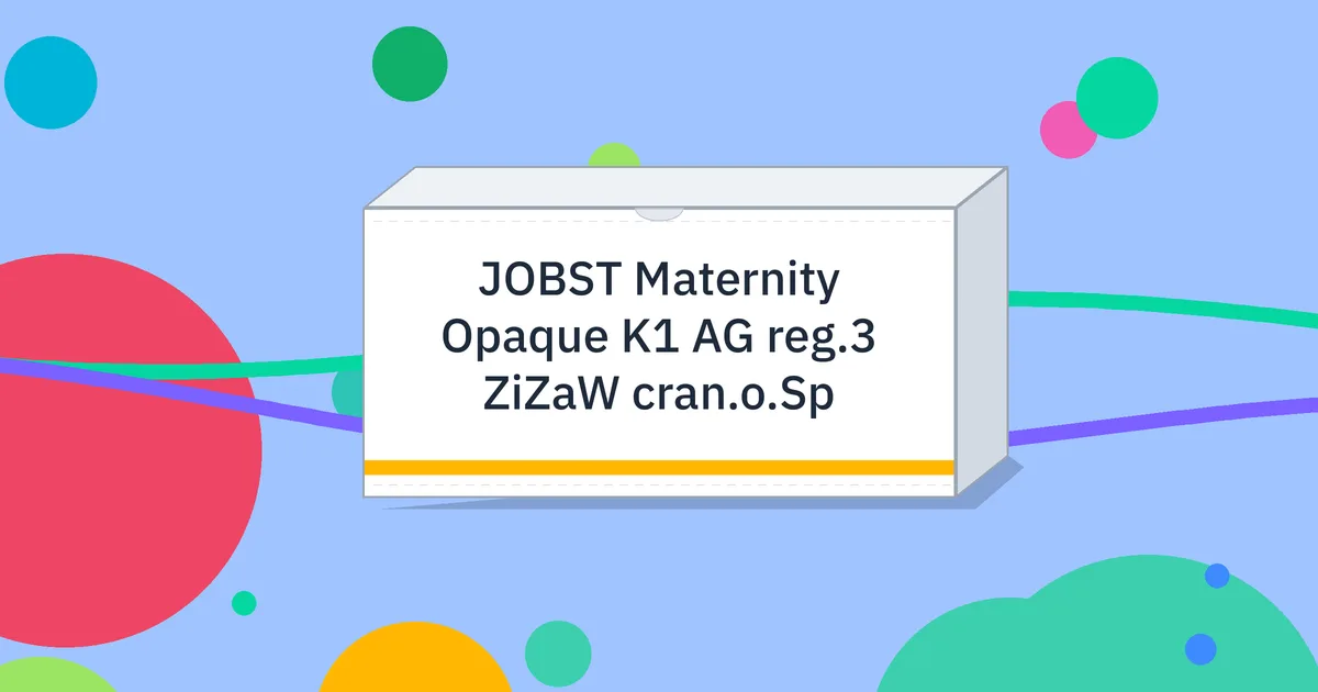 Symbolbild: Packung mit der Aufschrift JOBST Maternity Opaque K1 AG reg.3 ZiZaW cran.o.Sp (PZN 15857077) – Verfügbarkeit und Bezug in Apotheken in Frankfurt am Main