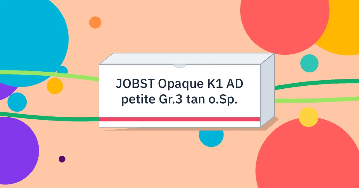 Symbolbild: Packung mit der Aufschrift JOBST Opaque K1 AD petite Gr.3 tan o.Sp. (PZN 16264043) – Verfügbarkeit und Bezug in Apotheken in Frankfurt am Main